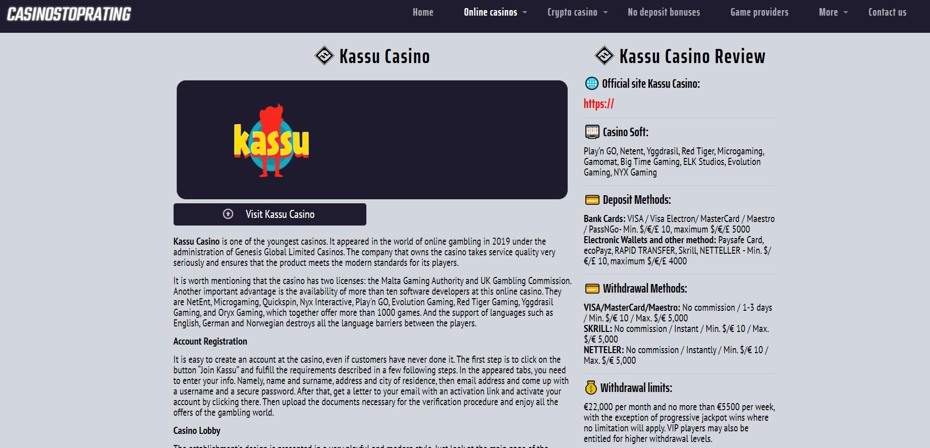 Kassu Casino is a modern and popular online casino today