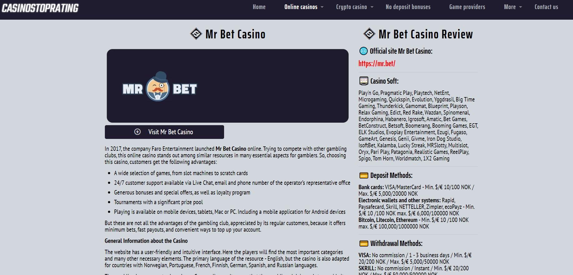 Mr Bet Casino is a modern and popular online casino today