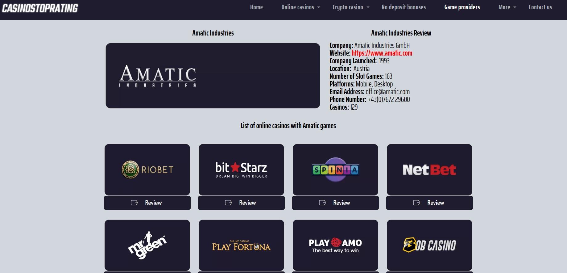 Casino software providers Amatic leaders in gambling