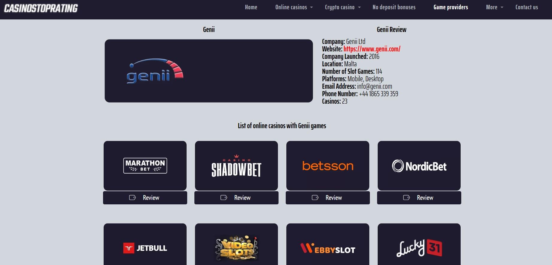 Casino software providers Genii leaders in gambling